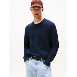 Tommy Jeans Herren Rundhalspullover, blau, Gr. S, Sweatware, Obermaterial: 100% Baumwolle, Pullover, Slim fit mit Rundhalsausschnitt