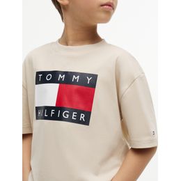 Tommy Hilfiger M&auml;dchen T-Shirt "HERITAGE"classic beige, Gr. 4, unifarben, Single Jersey, Obermaterial: 100% Baumwolle, Shirts, Regular Fit, Kinder