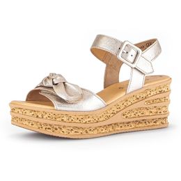 Gabor Damen Keilsandalette, Gr. 40, gold, Glattleder, metallic, Schuhe, Sommerschuh, Sandale, Keilabsatz, mit s&uuml;&szlig;er Zierschleife