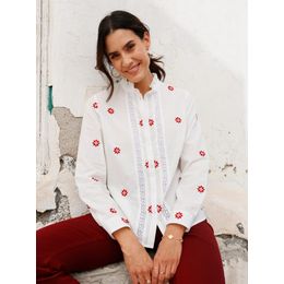 Inspirationen Damen Spitzenbluse, wei&szlig;, Gr. 38, gemustert, 100% Baumwolle, Blusen