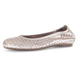 Gabor Damen Ballerina, Gr. 39, gold, Glattleder, geflochten, metallic, Schuhe, Schlupfschuh, Fr&uuml;hlingsschuh, Businessschuh mit tollem Flechtmuster