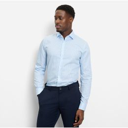 OLYMP Herren Langarmhemd "No 6 six", blau, Gr. 41, gestreift, Web, Obermaterial: 100% Baumwolle, Hemden, gestreift, Businesshemd, super slim fit,