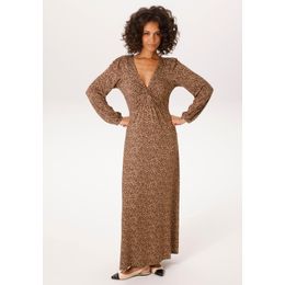 Aniston CASUAL Damen Maxikleid, braun, Gr. 48, Paisley, gemustert, Single Jersey, Obermaterial: 95% Viskose, 5% Elasthan, Kleider, mit raffiniertem