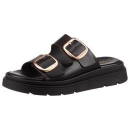 Tamaris Damen Pantolette, Gr. 40, schwarz, Leder, unifarben, Basic, Schuhe, Keilabsatz, Plateau, Sommerschuh, mit Touch It-Ausstattung