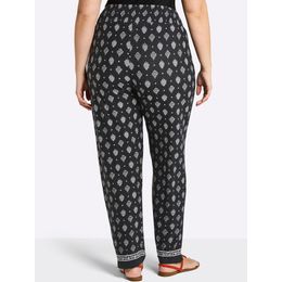 sheego Damen Jerseyhoseschwarz, ecru, bedruckt, Gr. 48, gemustert, 95% Viskose, 5% Elasthan, Hosen