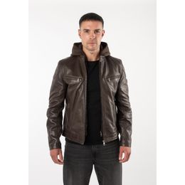 Mauritius Herren Lederjacke "MMBoky"schwarz braun, Gr. XXXL, unifarben, Obermaterial: 100% Schafsleder. Futter: 100% Baumwolle. Kapuze: 50%