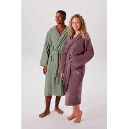 Unisex-Bademantel Bruno Banani, L:120cm, gr&uuml;n, Walkfrottee, Hausm&auml;ntel, "Robby, ideal f&uuml;r Sauna & Spa, Standard, Premium und &Uuml;berl&auml;nge", Damen &
