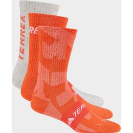 Damen Wandersocken "TRX MT SCK 3PP", adidas Performance, Gr. M, orange, Obermaterial: 55% Baumwolle, 37% Polyester, 4% Elasthan, 4% Polyamid, Socken,