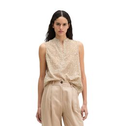 Marc O'Polo MARC O'POLO Damen Blusentop "aus bedrucktem Baumwoll-Voile", beige, Gr. 44, bedruckt, Obermaterial: 100% Baumwolle, Blusen