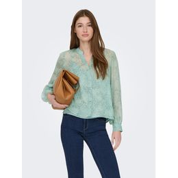 Only Damen Langarmbluse "ONLTESSA ELIZA L/S SHIRT WVN CS", gr&uuml;n, Gr. XS, bedruckt, Web, Obermaterial: 100% Polyester, Blusen, Kunstfaser, regular fit
