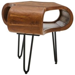Livetastic Beistelltisch Malabo, Schwarz, Akazie, Holz, Akazie, vollmassiv, Holz, Freiform, Haarnadel, 55x45x45 cm, einfacher Aufbau, Wohnzimmer, Wohnzimmertische, Beistelltische
