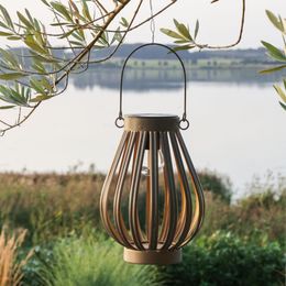 Chic Antique Solar-Laterne mit LED-Gl&uuml;hbirne Antique Zink &Oslash; 17 cm x H 23 cm - Antique Zink skandinavische Deko Online Shop