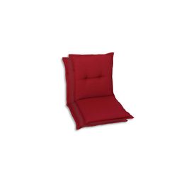 Sesselauflagenset, Kirschrot, Textil, 2-teilig, Uni, F&uuml;llung: Schaumstoff, Vlies, 50x7x100 cm, Oeko-Tex&reg; Standard 100, pflegeleicht, hochwertige Qualit&auml;t, langlebig, f&uuml;r den Au&szlig;enbereich geeignet, mittels B&auml;ndern zu befestigen, Gurtband befestigen, Outdoor-Kissen, Gartenstuhlauflagen, Niedriglehner-Auflagen
