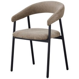 Livetastic Armlehnstuhl, Braun, Schwarz, Holz, Metall, Textil, Pappel, Sperrholz, Rundrohr, 53x80x55 cm, inklusive Armlehnen, Esszimmer, St&uuml;hle, Esszimmerst&uuml;hle, Armlehnenst&uuml;hle