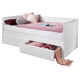 Mid.you Ausziehbett, Wei&szlig;, Holzwerkstoff, H&ouml;he ca. 18-20 cm, 90x200 cm, Bettkasten, Lattenrost, mit Schubk&auml;sten, Kinder- & Jugendzimmer, Kinderm&ouml;bel, Kinderbetten, Ausziehbetten