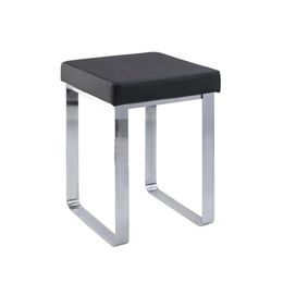 Badhocker, Schwarz, Chrom, Metall, Textil, 37x47x35 cm, freistehend, Badaccessoires, Duschzubeh&ouml;r, Badhocker