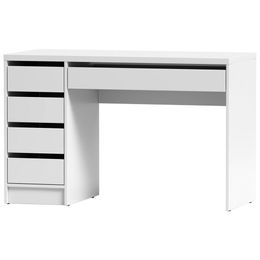 Livetastic Schreibtisch, Wei&szlig;, Holzwerkstoff, 5 Schublade(n) Schubladen, rechteckig, 55x77.6x120 cm, Arbeitszimmer, Schreibtische, B&uuml;rotische