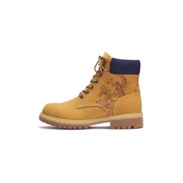 Ed Hardy Schn&uuml;rboots 'Dancing Dragon' Damen Gr&ouml;&szlig;e 40 navy / hellbraun
