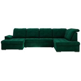 M&ouml;bel Kraft Wohnlandschaft mit Schlaffunktion Madrito gr&uuml;n Ma&szlig;e (cm): B: 323 H: 89 &raquo; M&ouml;bel Kraft