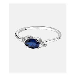 Diamant L'&eacute;ternel Ring aus 375 Wei&szlig;gold mit Diamant mit Saphir | Gr.: 54