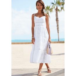 Buffalo Midikleid, Wei&szlig;, Gr. 44, Damen, Strandkleider, 100% Baumwolle