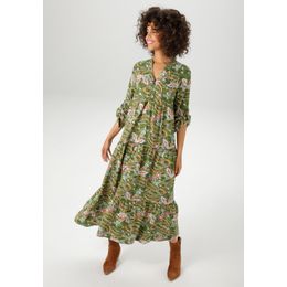 Aniston CASUAL Damen Maxikleidgr&uuml;n, dunkelgelb, t&uuml;rkis, schwarz, pink, wei&szlig;, blau, Gr. 40, Paisley, bedruckt, Web, Obermaterial: 100% Viskose,