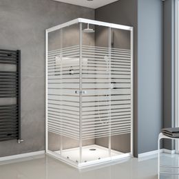 Schulte Eckdusche 'Sunny' gestreift wei&szlig; 75-90 x 75-90 x 180 cm vollgerahmt