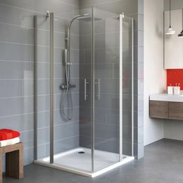 Schulte Eckdusche mit Dreht&uuml;r 'Alexa Style 2.0' teilgerahmt, aluminiumfarben, 90 x 192 x 90 cm