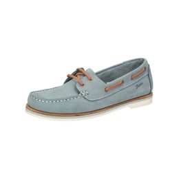Sioux Mokassin ' Nakimba-700 ' Damen Gr&ouml;&szlig;e 38 hellblau / cognac Sommerschuhe
