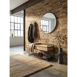 KADIMA DESIGN Sitzbank Massivholz Metall Stauraum Schuhablage, Mango 90x38x52 cm