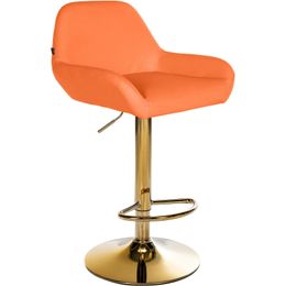 CLP Barhocker Braga Kunstleder-Bezug mit Gold-Gestell I h&ouml;henverstellbar und 360 drehbar I moderner Barstuhl mit Fu&szlig;st&uuml;tze f&uuml;r K&uuml;che und Bar