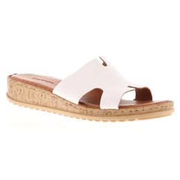 Hush Puppies Damen Sandalen Niedrige Keil-Eloise Leder Schlupfschuhe wei&szlig;
