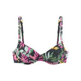 Vivance Bikini-Oberteil in Schwarz/ Gr&uuml;n/ Pink - 60% | Gr&ouml;&szlig;e 44C-Cup | Damen-bademode