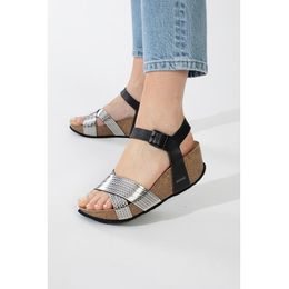 BACKSUN Keilsandaletten "Genes" in Schwarz/ Silber - 59% | Gr&ouml;&szlig;e 39 | Damen-sandalen