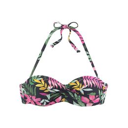 Vivance Bikini-Oberteil in Schwarz/ Pink/ Gr&uuml;n - 62% | Gr&ouml;&szlig;e 38B-Cup | Damen-bademode