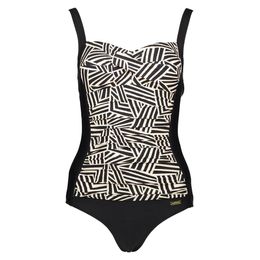 Lascana Badeanzug in Schwarz/ Creme - 61% | Gr&ouml;&szlig;e 42B-Cup | Damen-bademode
