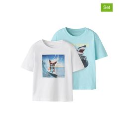 name it 2er-Set: Shirts "Voto" in Wei&szlig;/ Hellblau - 27% | Gr&ouml;&szlig;e 92 | Kinder-oberteile