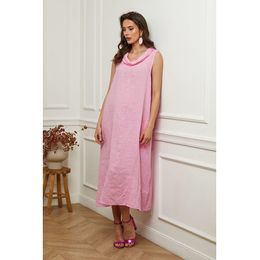 La Compagnie Du Lin Leinen-Kleid "Imenn" in Rosa - 70% | Gr&ouml;&szlig;e M | Damen-kleider