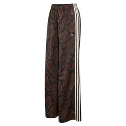 adidas originals Pants 'SATIN SNAKE PRINT WIDE LEG TRACK' female size 36 Dark brown / Black / White