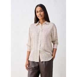 bonprix Flie&szlig;ende Hemdbluse mit Seide, beige, Gr.48, elegante Bluse mit grafischen Druck, in sch&ouml;ner flie&szlig;nder Premium-Qualit&auml;t, aus Seide