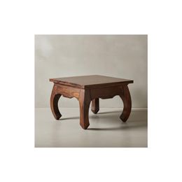 KADIMA DESIGN Sheesham Couchtisch Kanada im Landhausstil, 60x60 cm, handgefertigt, elegante Opium-Form, pflegeleicht und robust