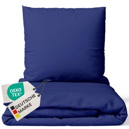 NYVI Bettw&auml;sche Set DreamScience Mikrofaser Uni - Atmungsaktiv & Weich - Mit Rei&szlig;verschluss Farbe:navyblau;Gr&ouml;&szlig;e:155x220 + 80x80 cm