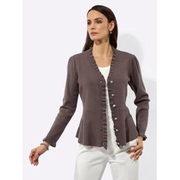 CR&Eacute;ATION L creation L Modal-Mix-Strickjacke in dunkeltaupe | Gr.: 36