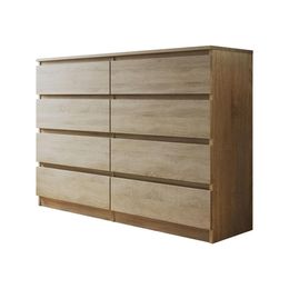 Mirjan24 Kommode, Sonoma Eiche, Holzwerkstoff, 8 Schubladen, 138x100x40 cm, Wohnzimmer, Kommoden & Sideboards, Kommoden