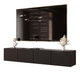 Idohome Tv-Lowboard, Schwarz, Holzwerkstoff, Rechteckig, 200x36x40 cm, Wohnzimmer, Wohnw&auml;nde, Lowboards, Lowboards h&auml;ngend