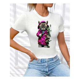 RMK T-Shirt Katze WEISS | Gr.: S