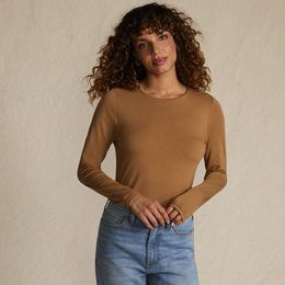 LANDS' END Shirt aus Baumwolle/Modal-Mix mit Rundausschnitt f&uuml;r Damen in Petite-Gr&ouml;&szlig;e, Damen, size: petite, Beige, Baumwolle Modal, by Lands' End