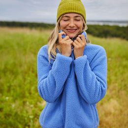 LANDS' END Teddy-Pullover mit Rei&szlig;verschluss f&uuml;r Damen in Petite-Gr&ouml;&szlig;e, Damen, size: petite, Blau, Polyester, by Lands' End