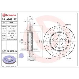Brembo Bremsscheibe 09.A969.1X 296mm 30mm f&uuml;r Opel CHEVROLET BUICK (SGM) SAAB