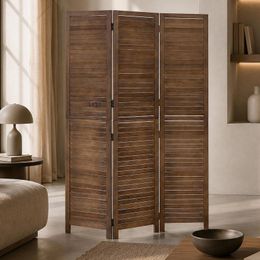 Paravent MCW-C30b, Raumteiler Trennwand Sichtschutz, Vintage Paulownia Holz 180x120cm ~ braun